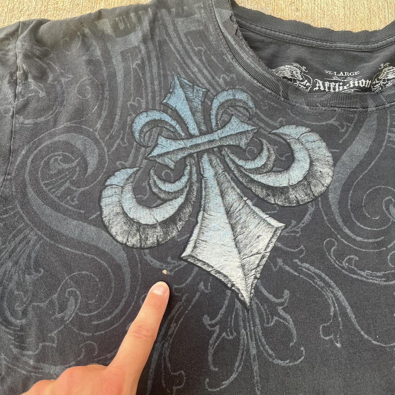 Y2k Crazy Affliction Grunge Shirt ! All flaws are... - Depop