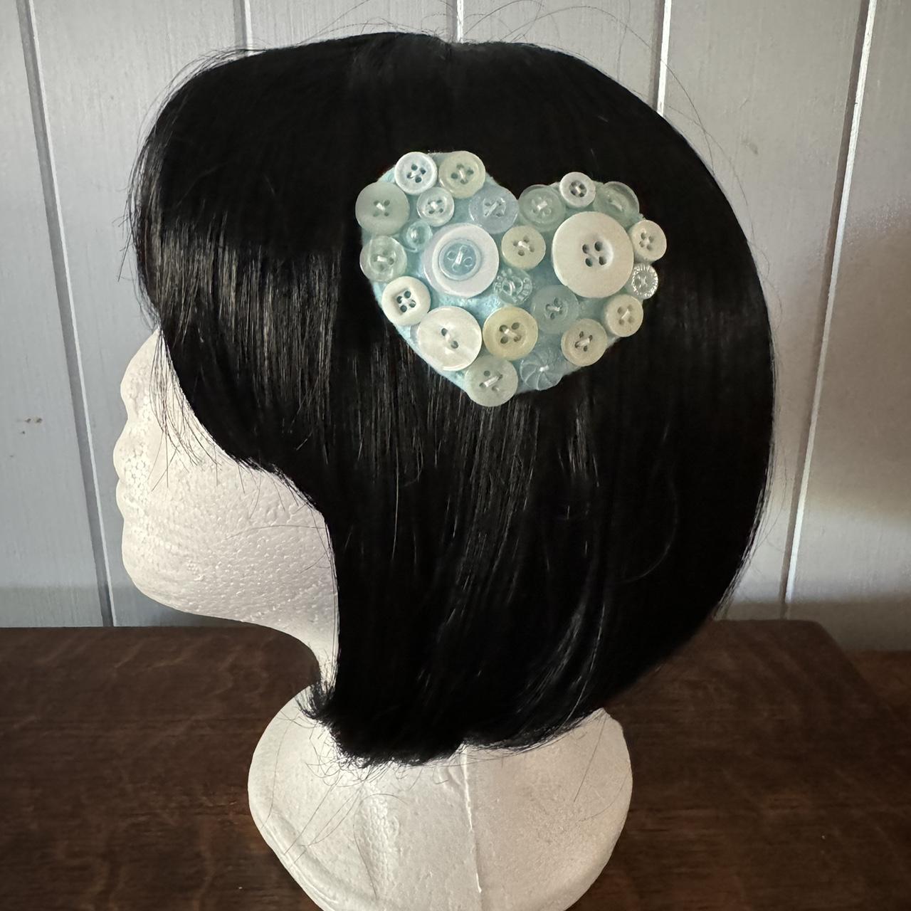 Handmade blue buttons hair clip / hair piece. Take... - Depop