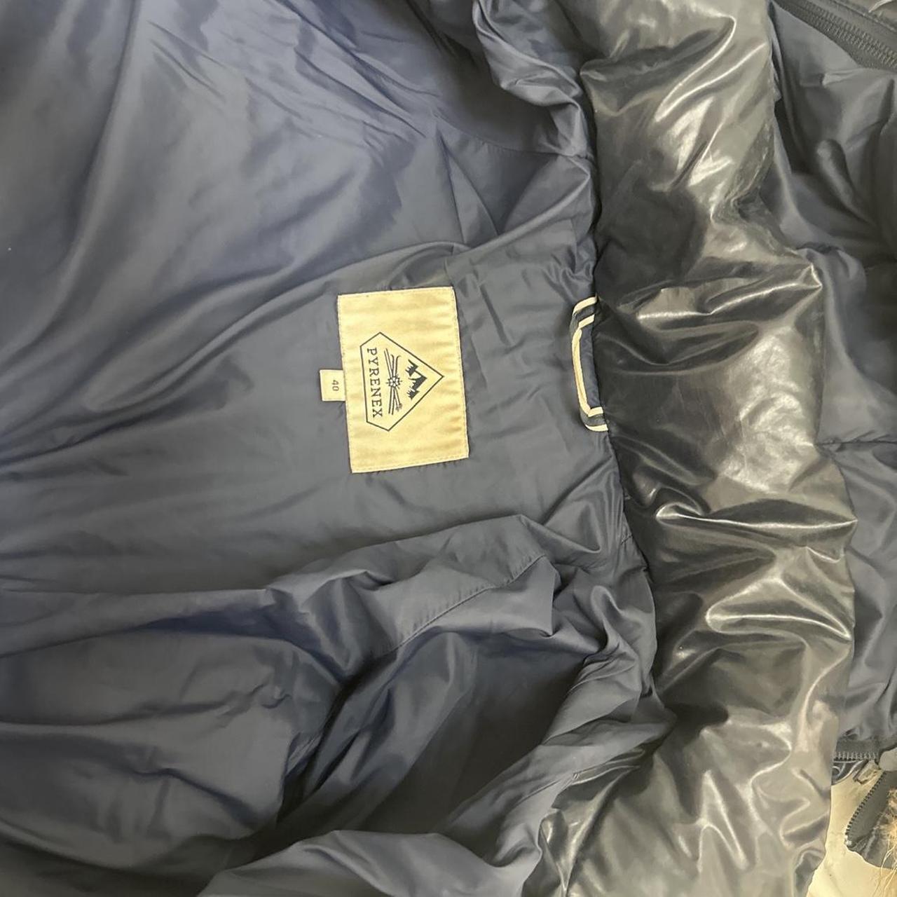 M/10 Navy blue pyrenex aviator shiny coat bought 3... - Depop