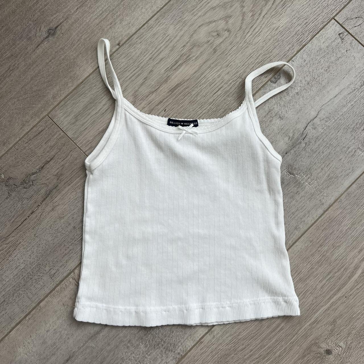 white brandy tank top with ribbon bow never worn... - Depop