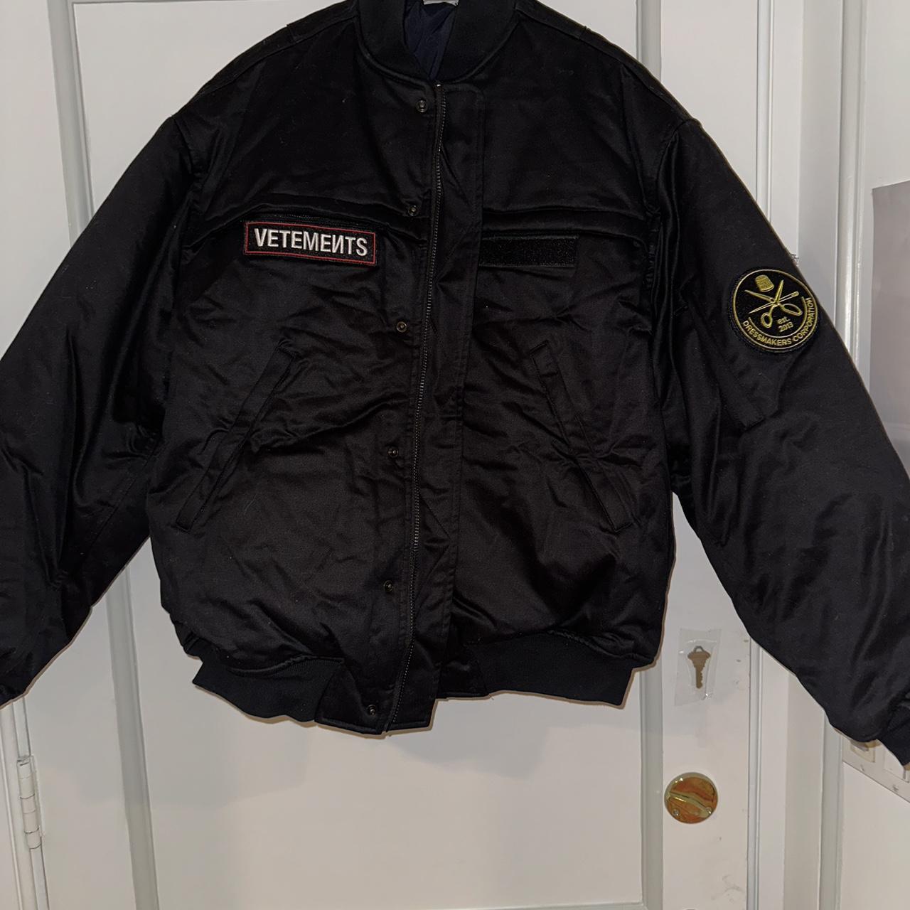 Rare Black Vetements security bomber jacket... - Depop
