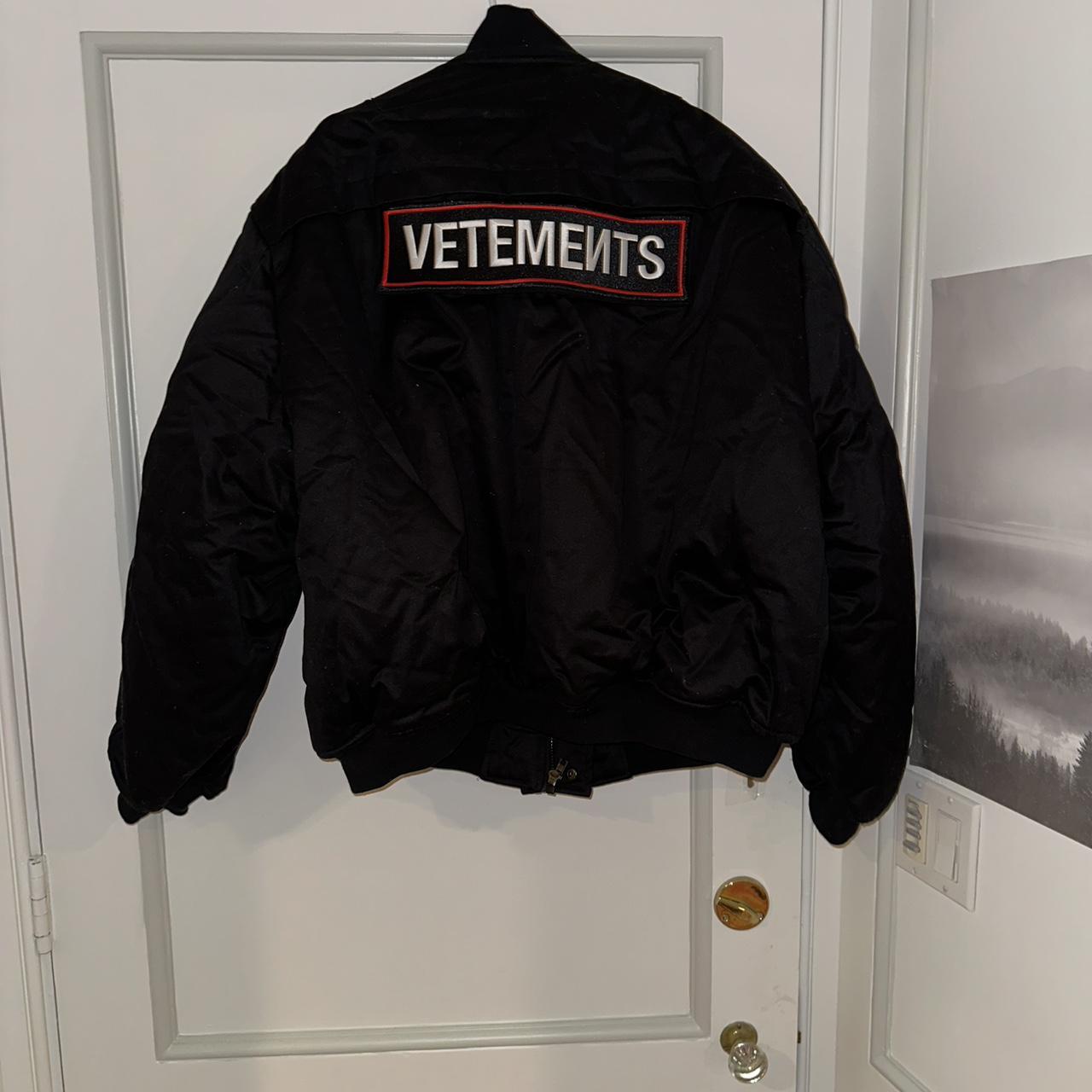 Rare Black Vetements security bomber jacket... - Depop
