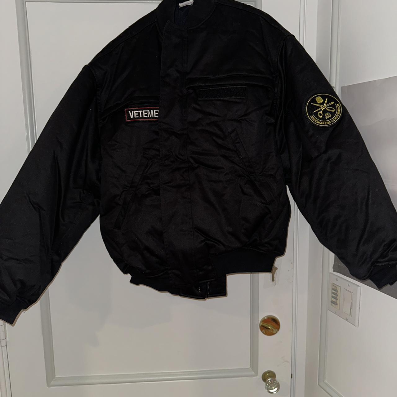Rare Black Vetements security bomber jacket... - Depop