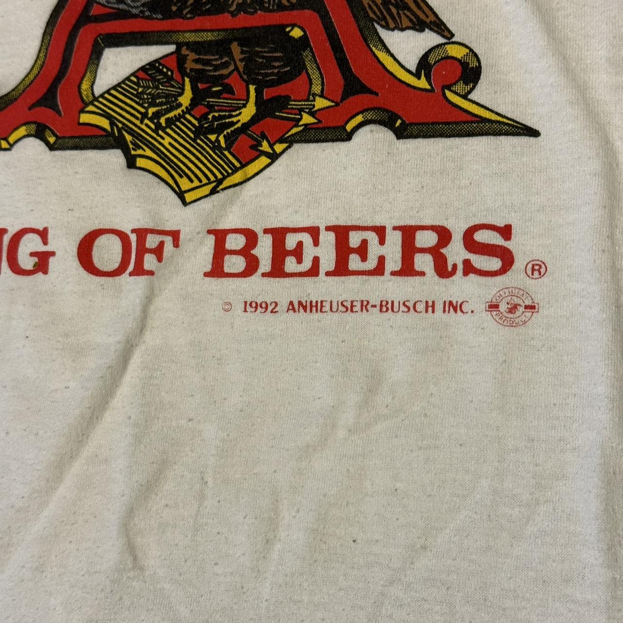 Budweiser Mens Red And White T Shirt Depop