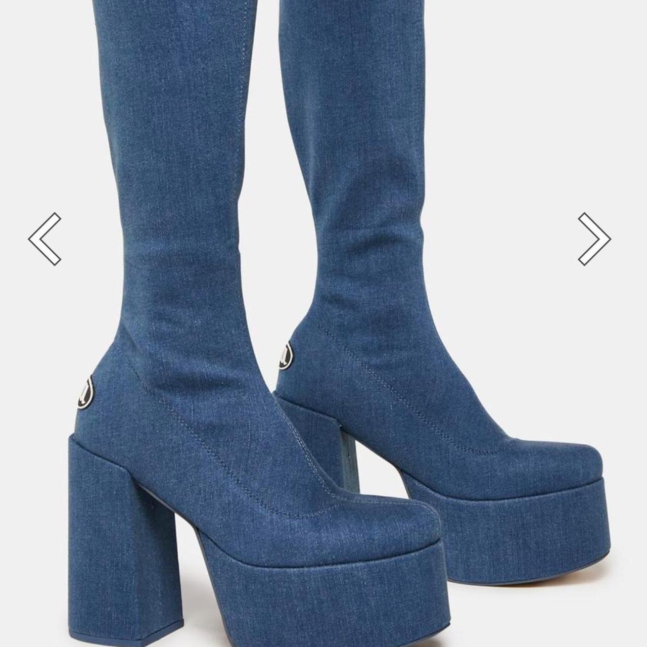 DENIM PLATFORM BOOTS from DOLLS KILL NOKWOL SPRING... - Depop