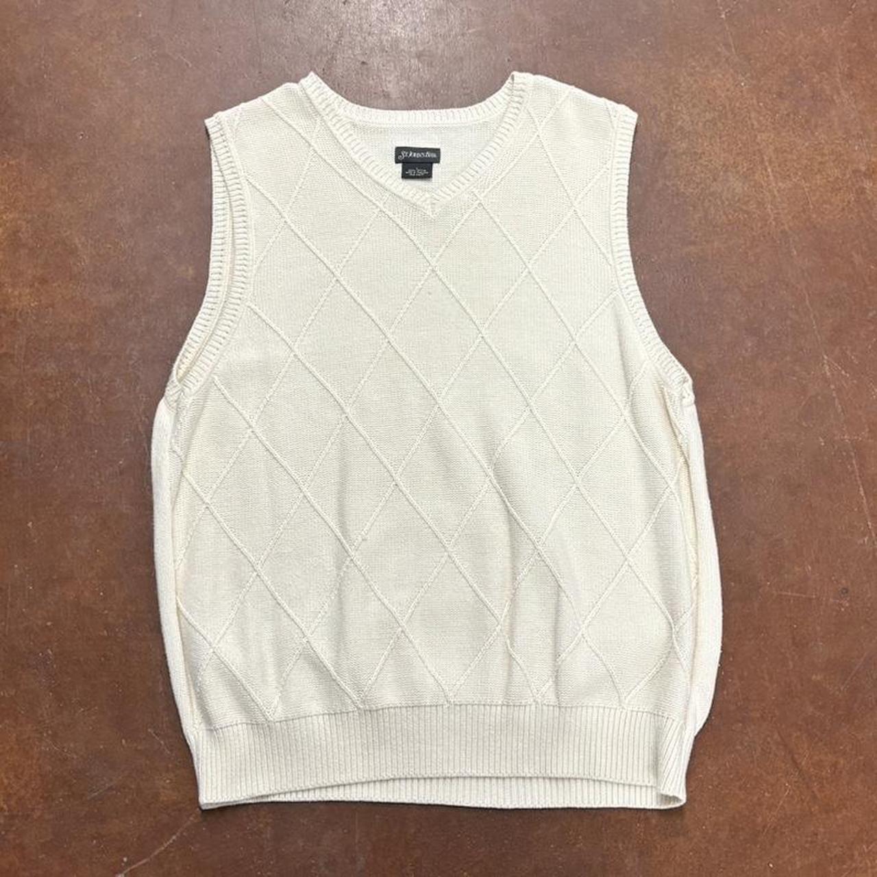 Vintage white knit vest Essential 90s white knit... - Depop