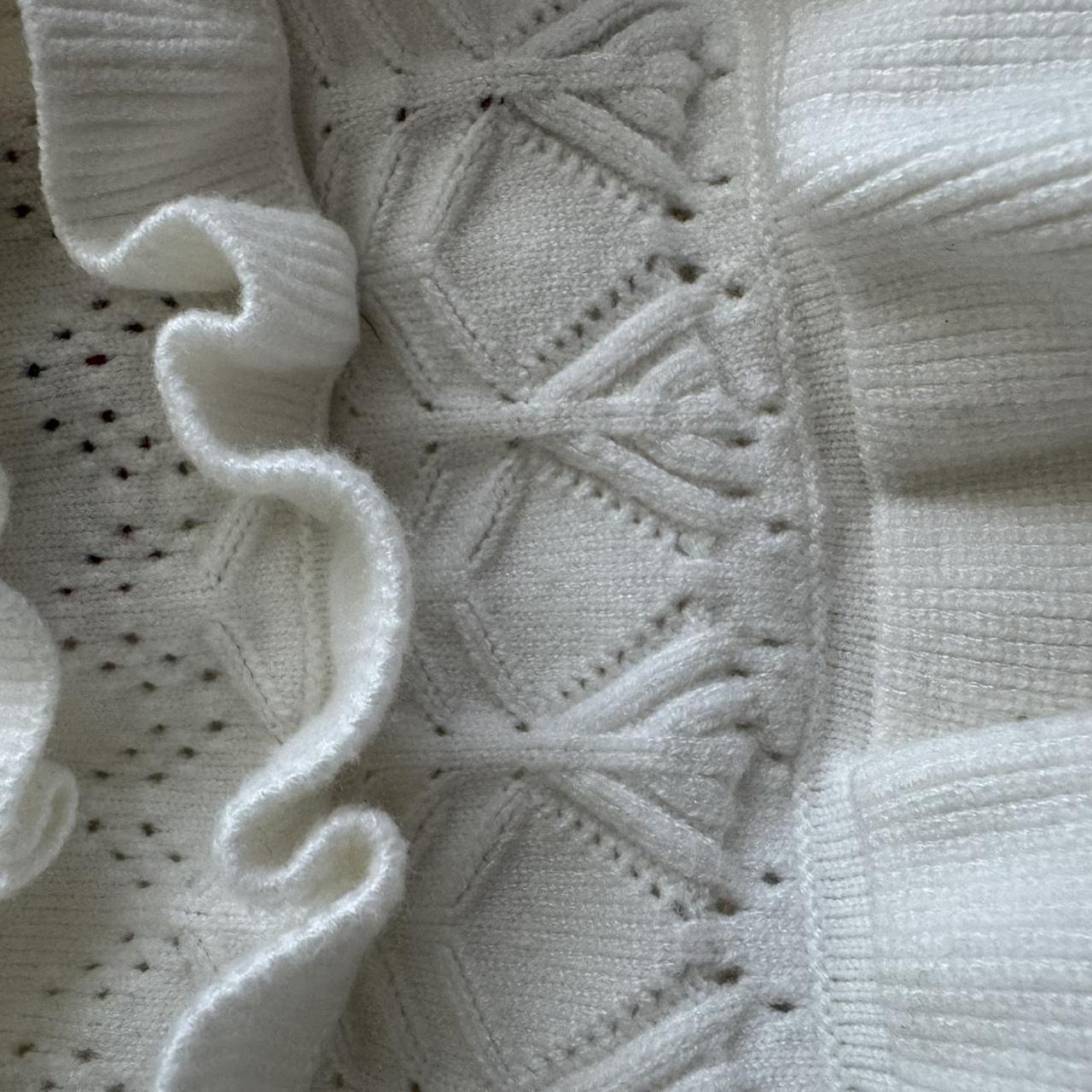Cream knitted ruffle lace shorts #knitwear... | Depop