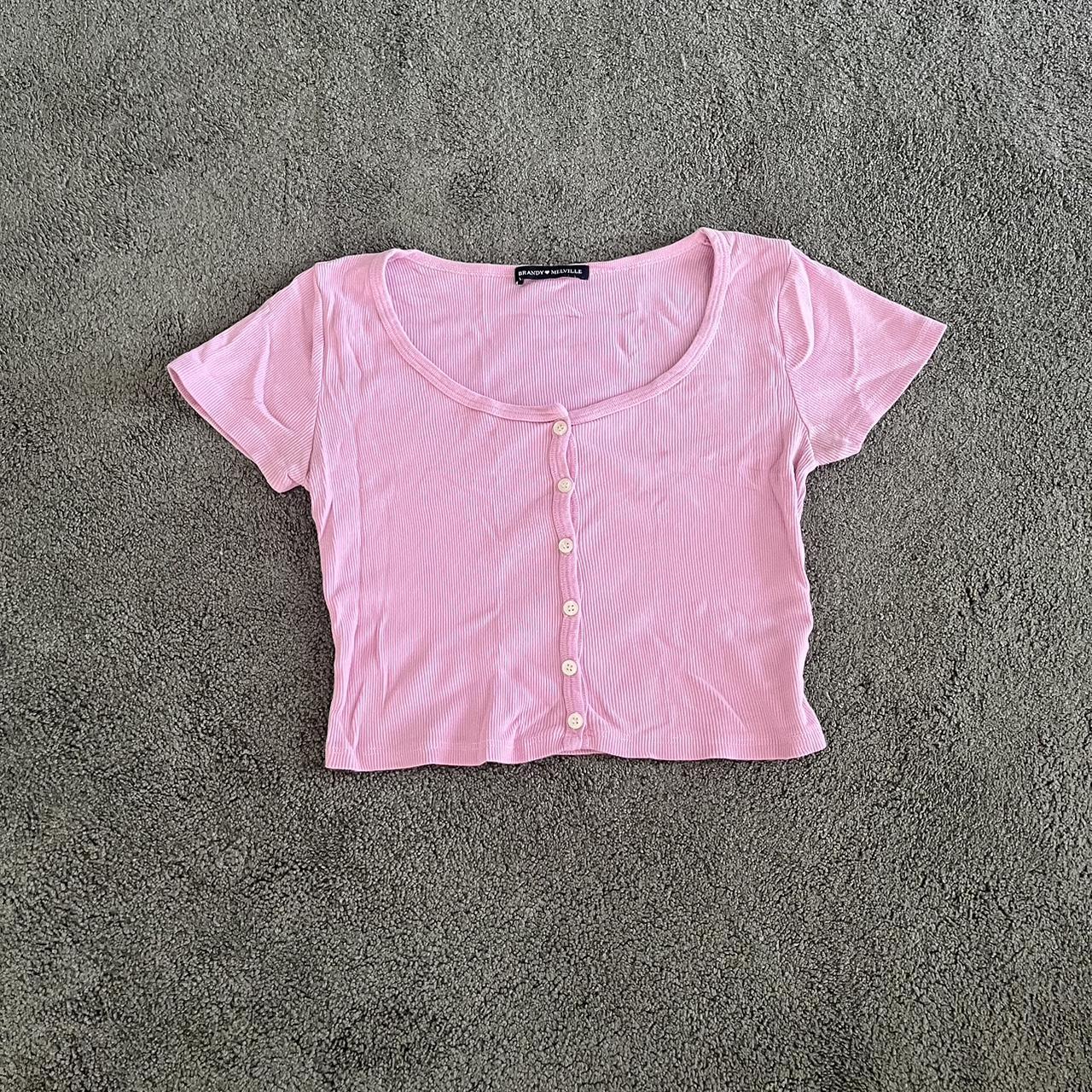 Brandy Melville light pink ribbed Zelly top In... - Depop