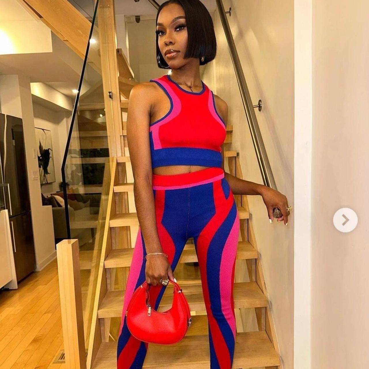 Prettylittlething set. pink color block - Depop