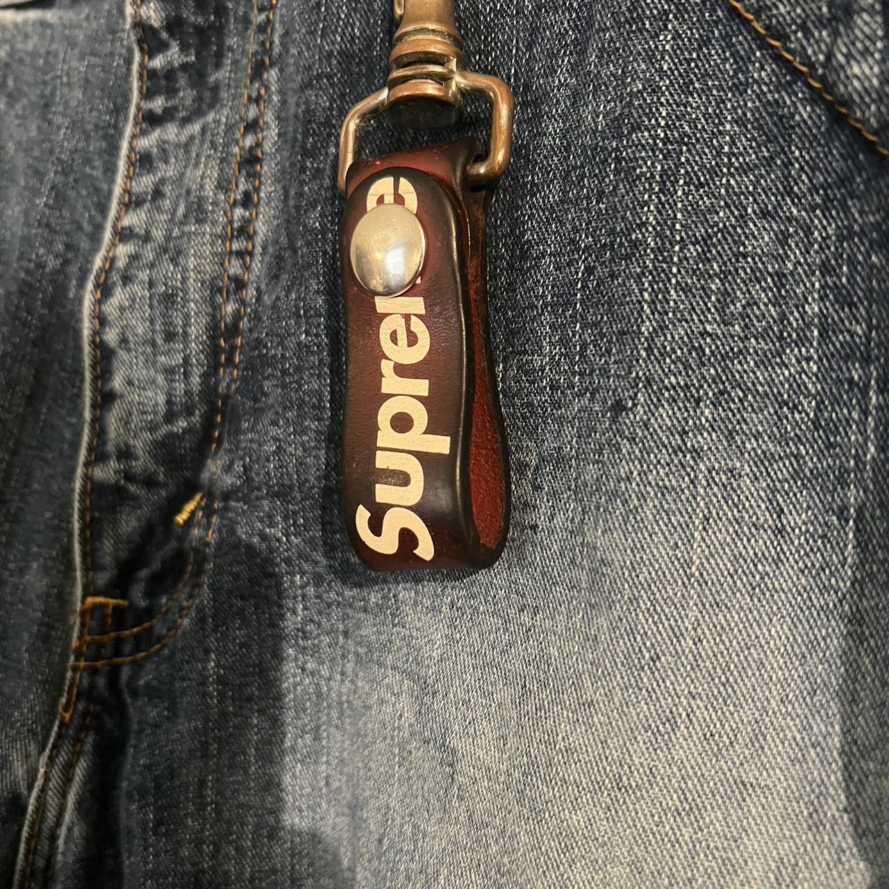 Supreme red leather key chain - Depop