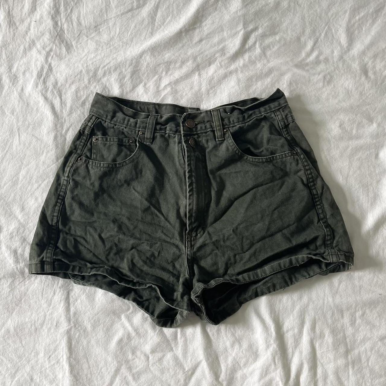 Green denim shorts Brand: Jordache Size: 9/10... - Depop