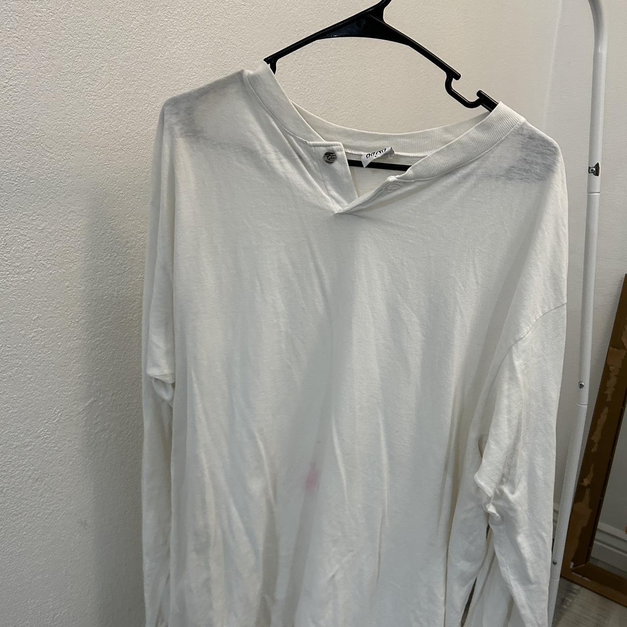 white rush button down shirt! slight pinkish stain... | Depop