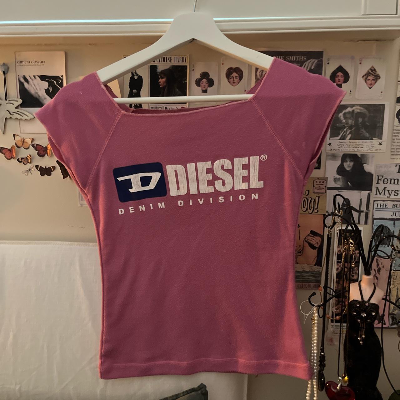 one of a kind VINTAGE DIESEL off the shoulder pink... - Depop