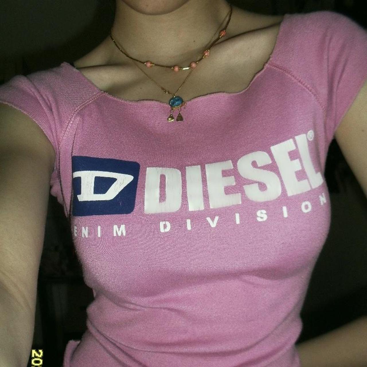 one of a kind VINTAGE DIESEL off the shoulder pink... - Depop