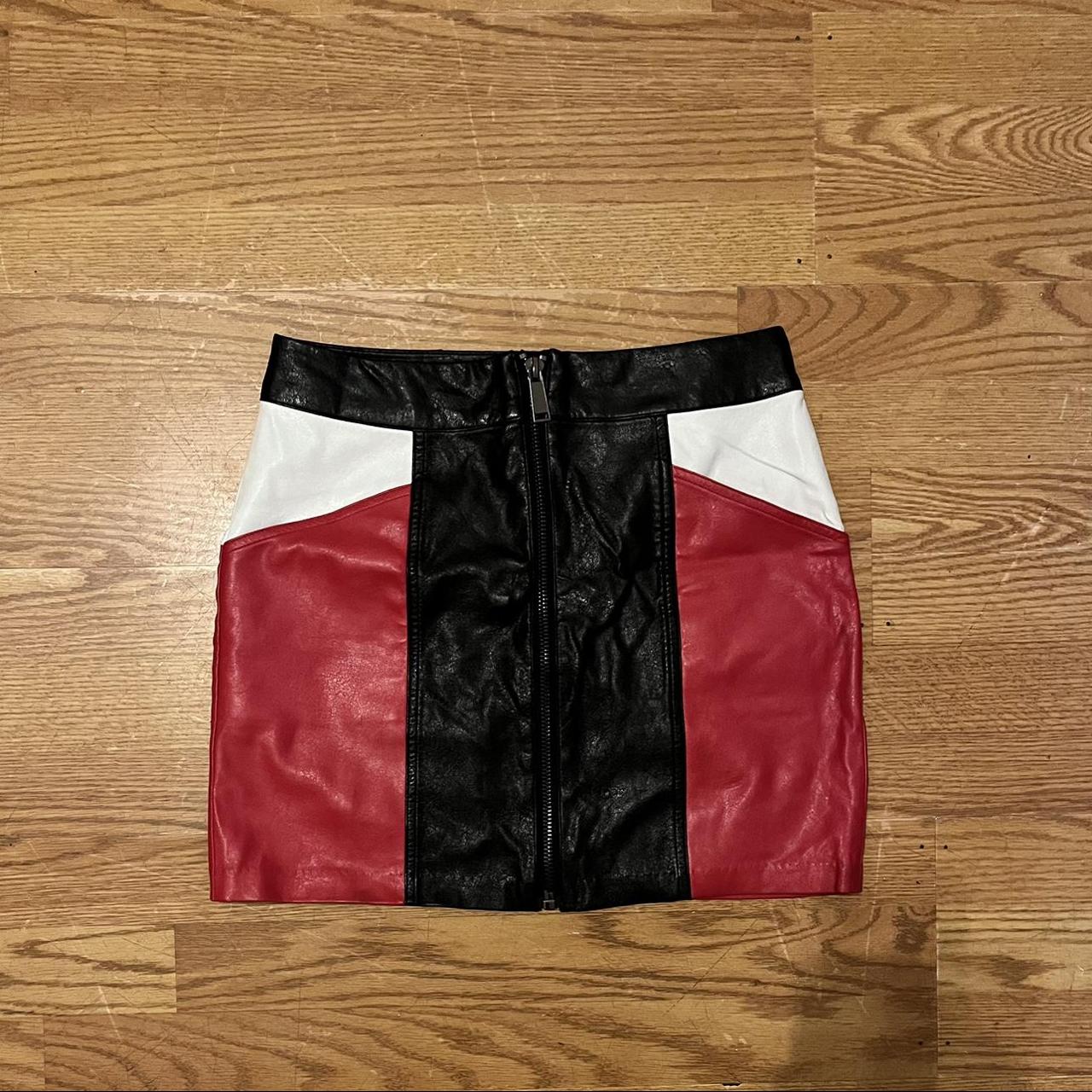 90s inspired mini skirt. Faux leather. Has... - Depop