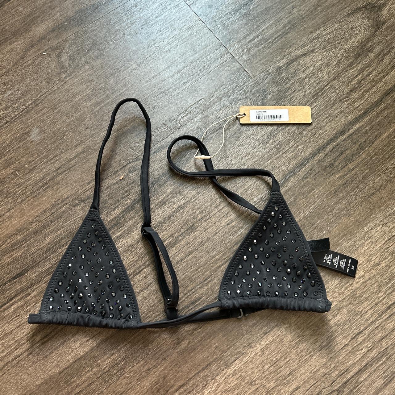 NWT skims rhinestone micro bralette color is onyx... - Depop