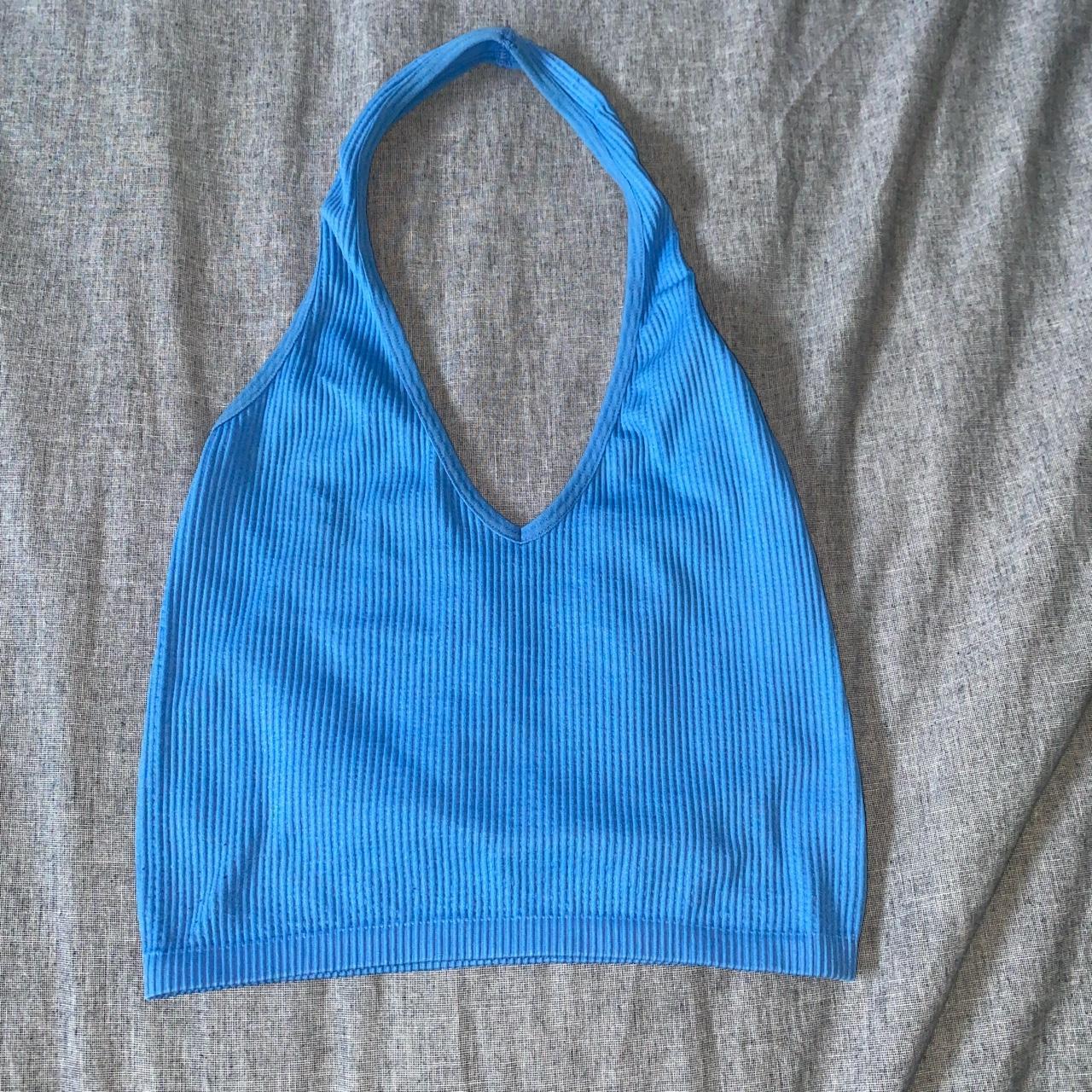 Glassons ribbed halter neck blue crop Size XS/S - Depop