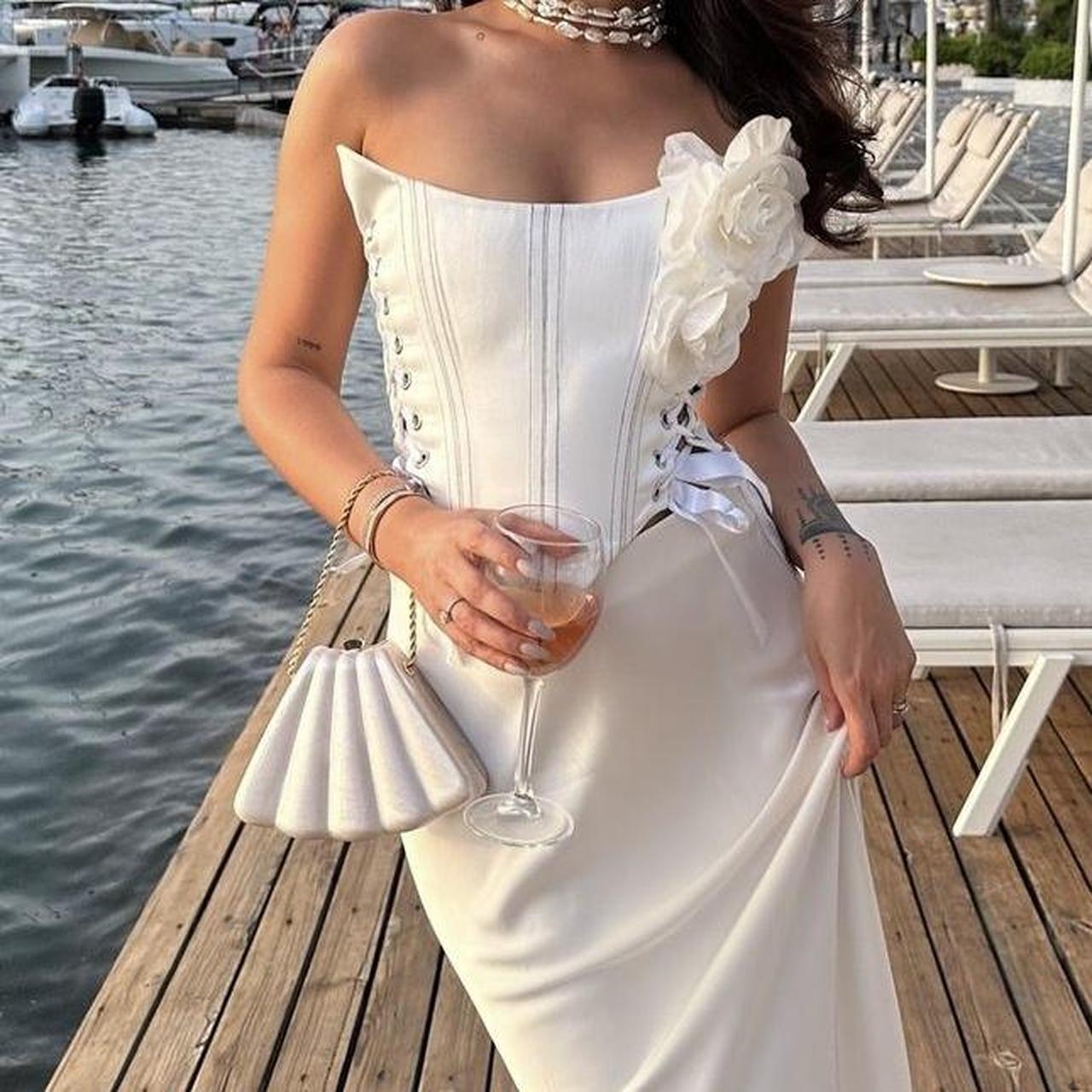 ZARA PEARL SEASHELL CLUTCH / MINI BAG WITH GOLD... | Depop