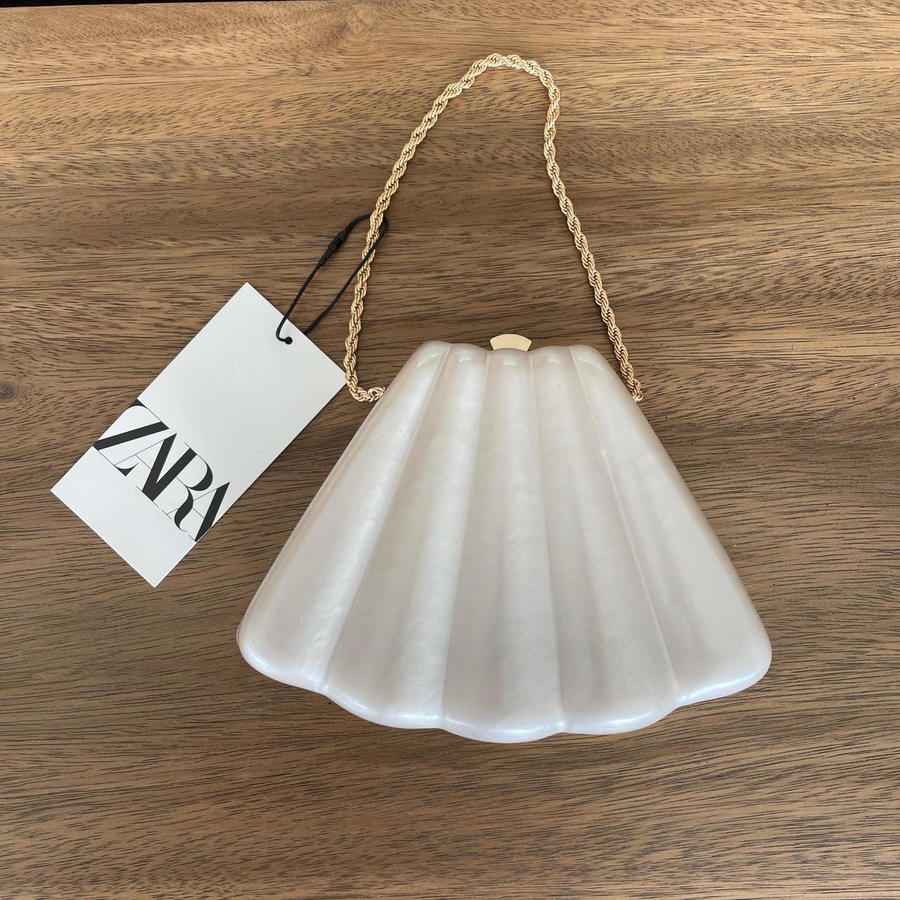 ZARA PEARL SEASHELL CLUTCH / MINI BAG WITH GOLD... | Depop
