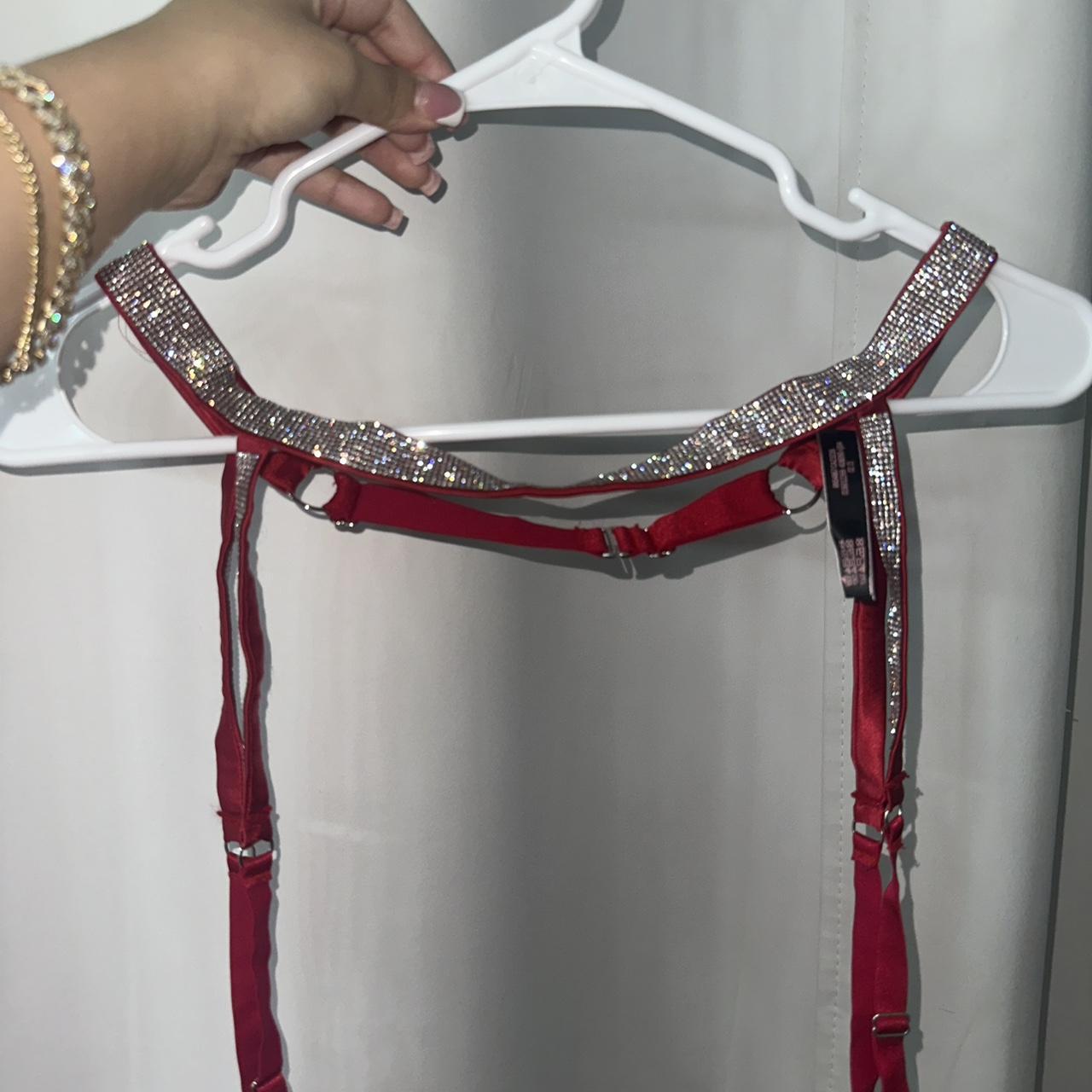 Red Victoria secret rhinestone garter | Depop