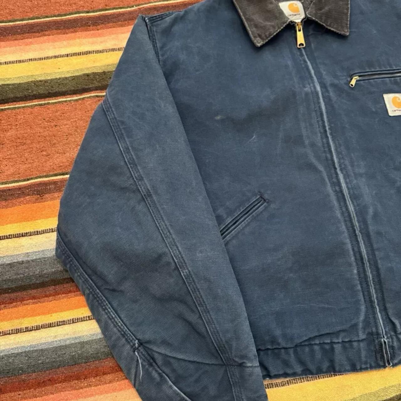 Vintage Blue J01 Carhartt Detroit Work Jacket pay... - Depop