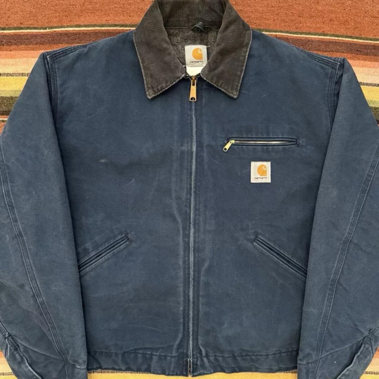 Vintage Blue J01 Carhartt Detroit Work Jacket pay... - Depop