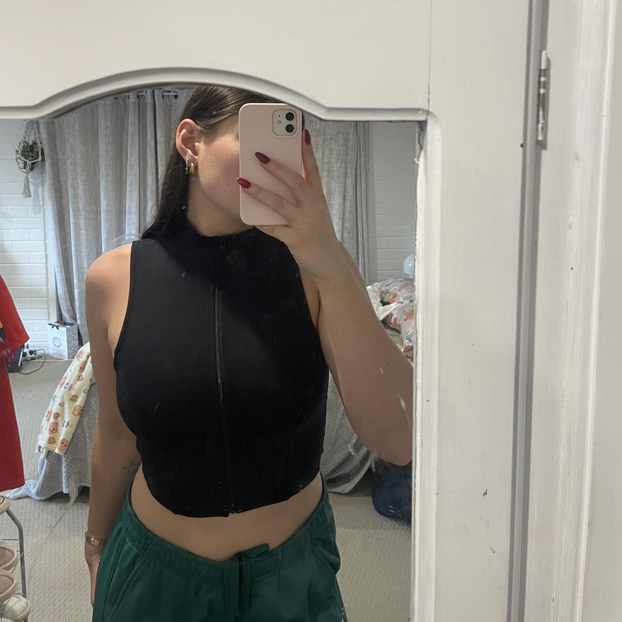 Glassons zip up high neck vest top, can be worn down... - Depop