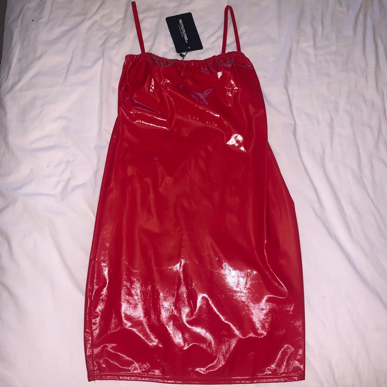 RED VINYL DRESS 😈 - pretty little thing dress with... - Depop