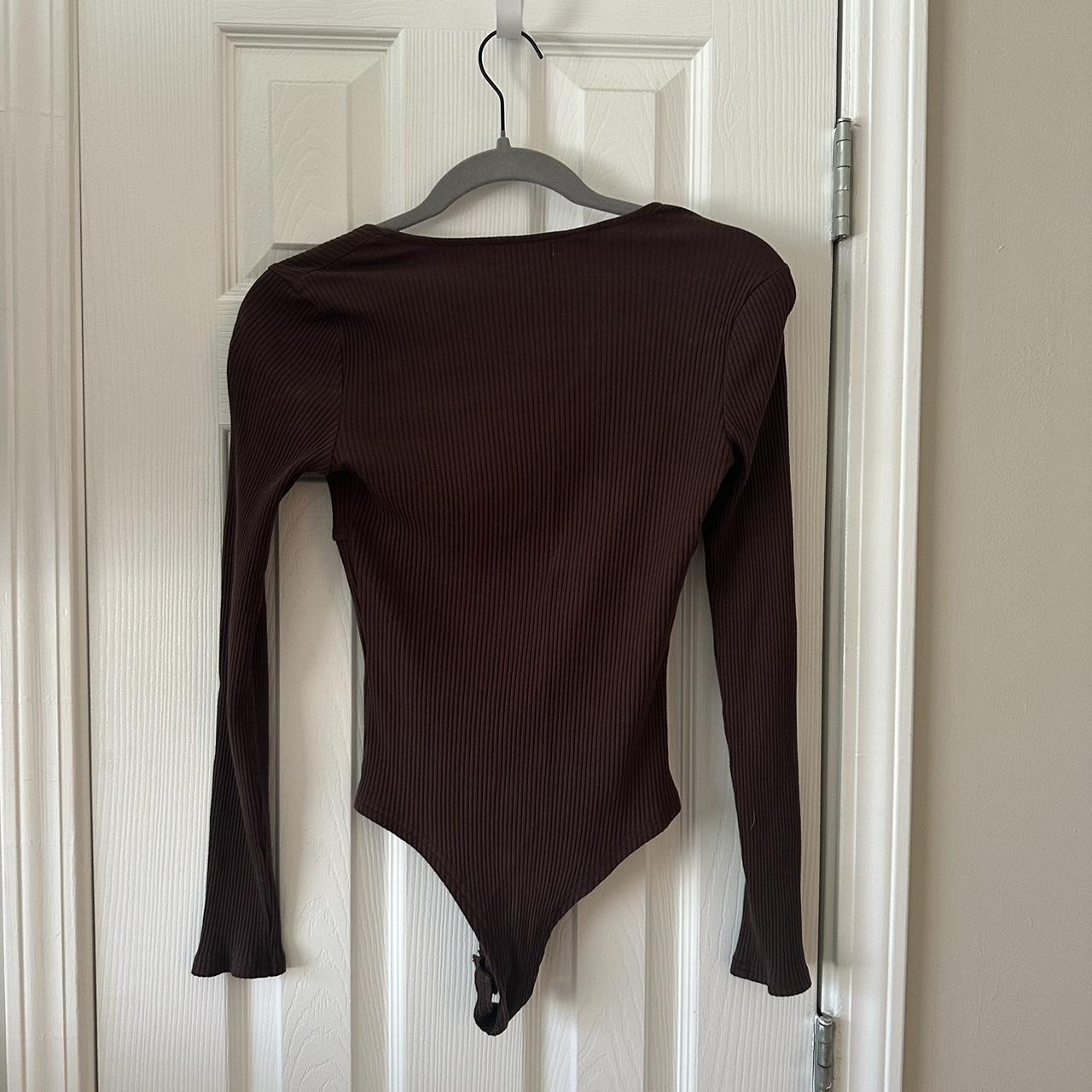 Brown long sleeve bodysuit - Depop