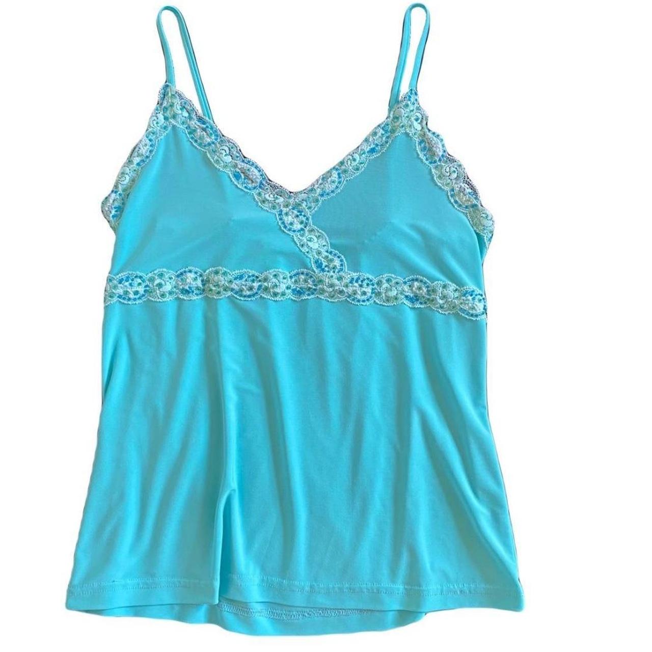 handmade y2k blue lace cami fits 8-12 Perfect condition - Depop