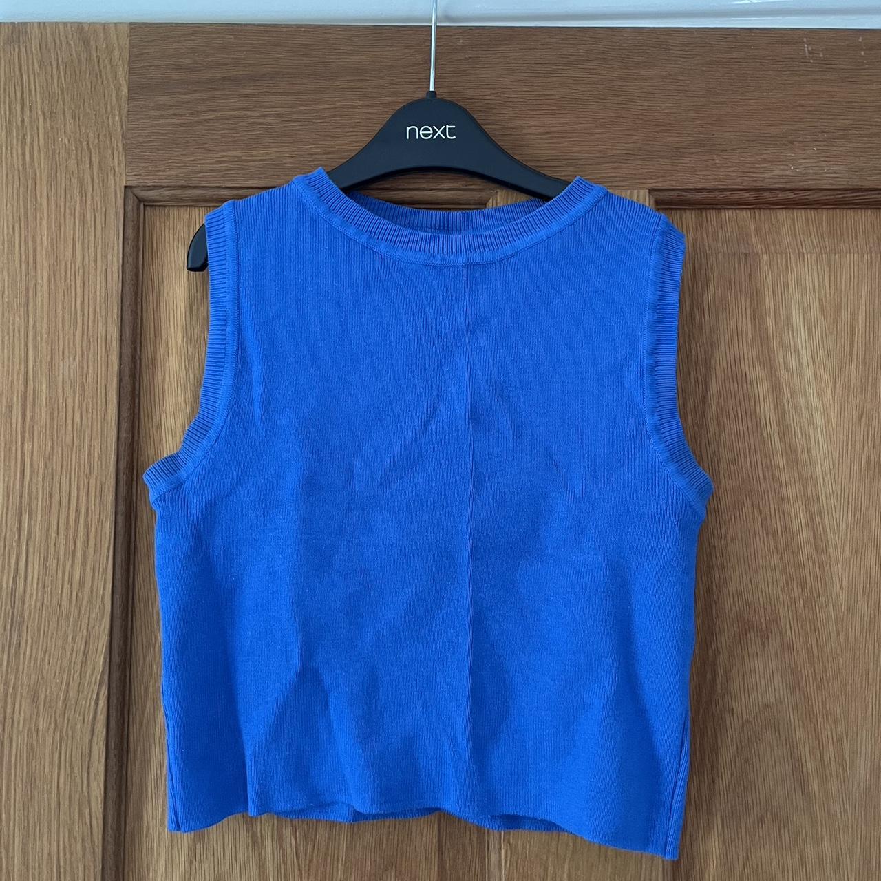 Blue knit vest UK S - Depop