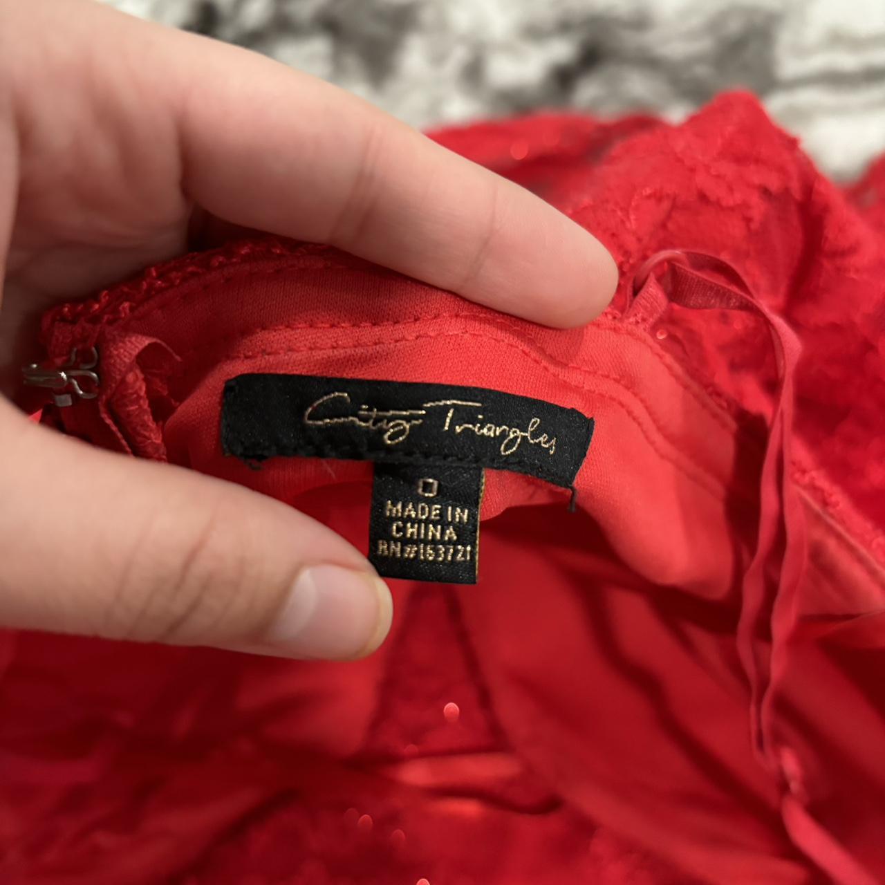 Red Laced Slit Prom Dress •davids Bridal •i Bought Depop