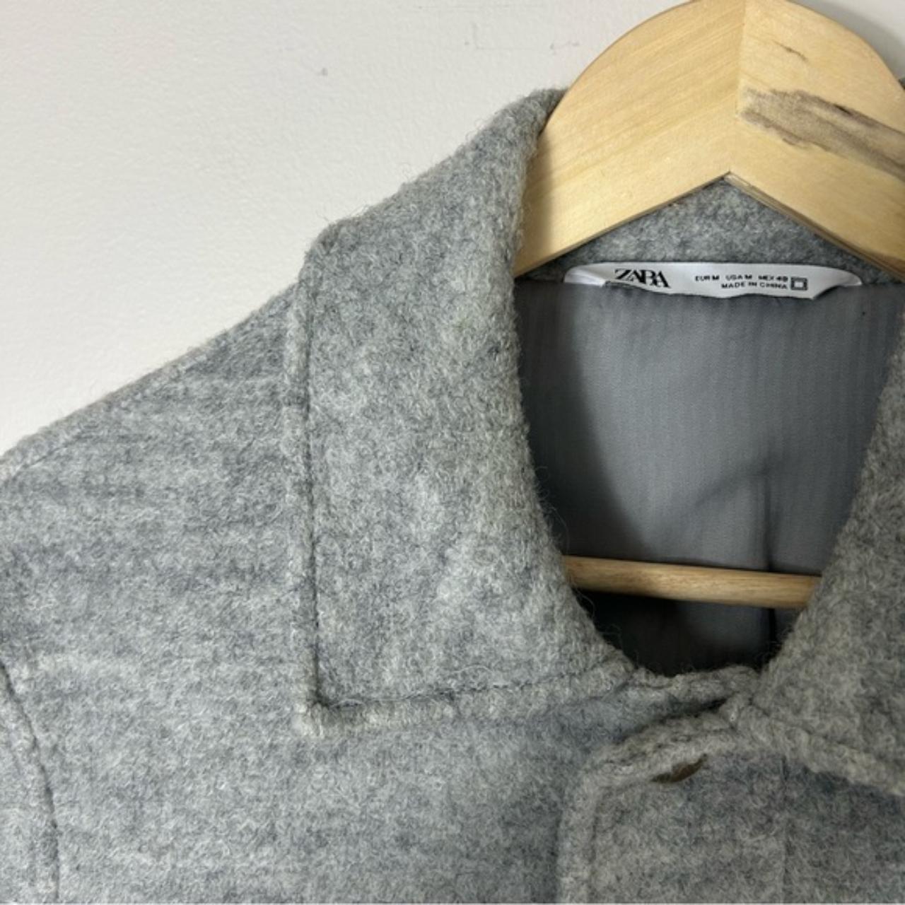 ZARA Grey Wool Blend Collared Jacket Size M In very... - Depop