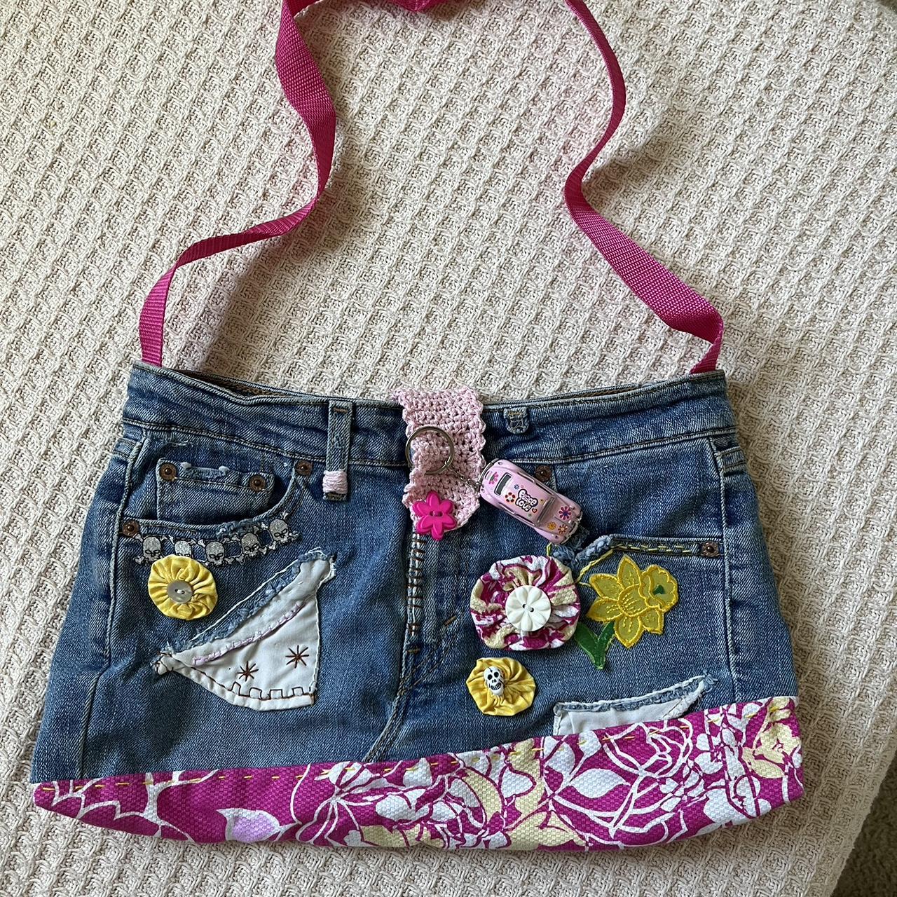 super cool handmade levi’s denim short purse. has a... - Depop