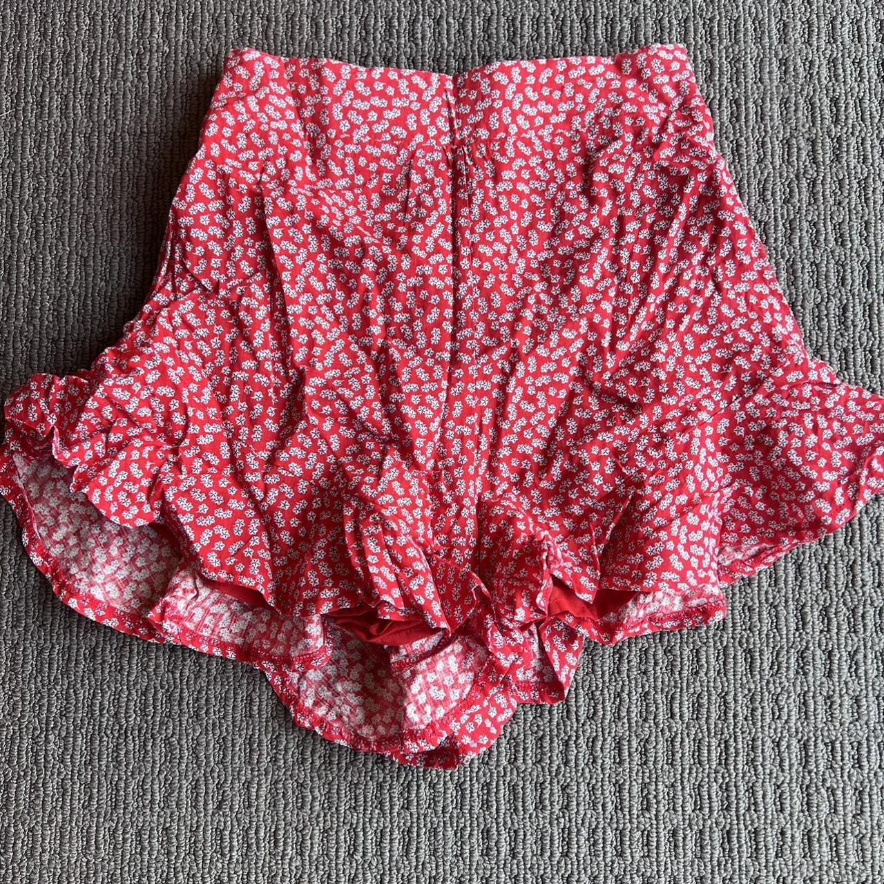 Red frilly Ava & Ever shorts size 8 women’s never worn - Depop