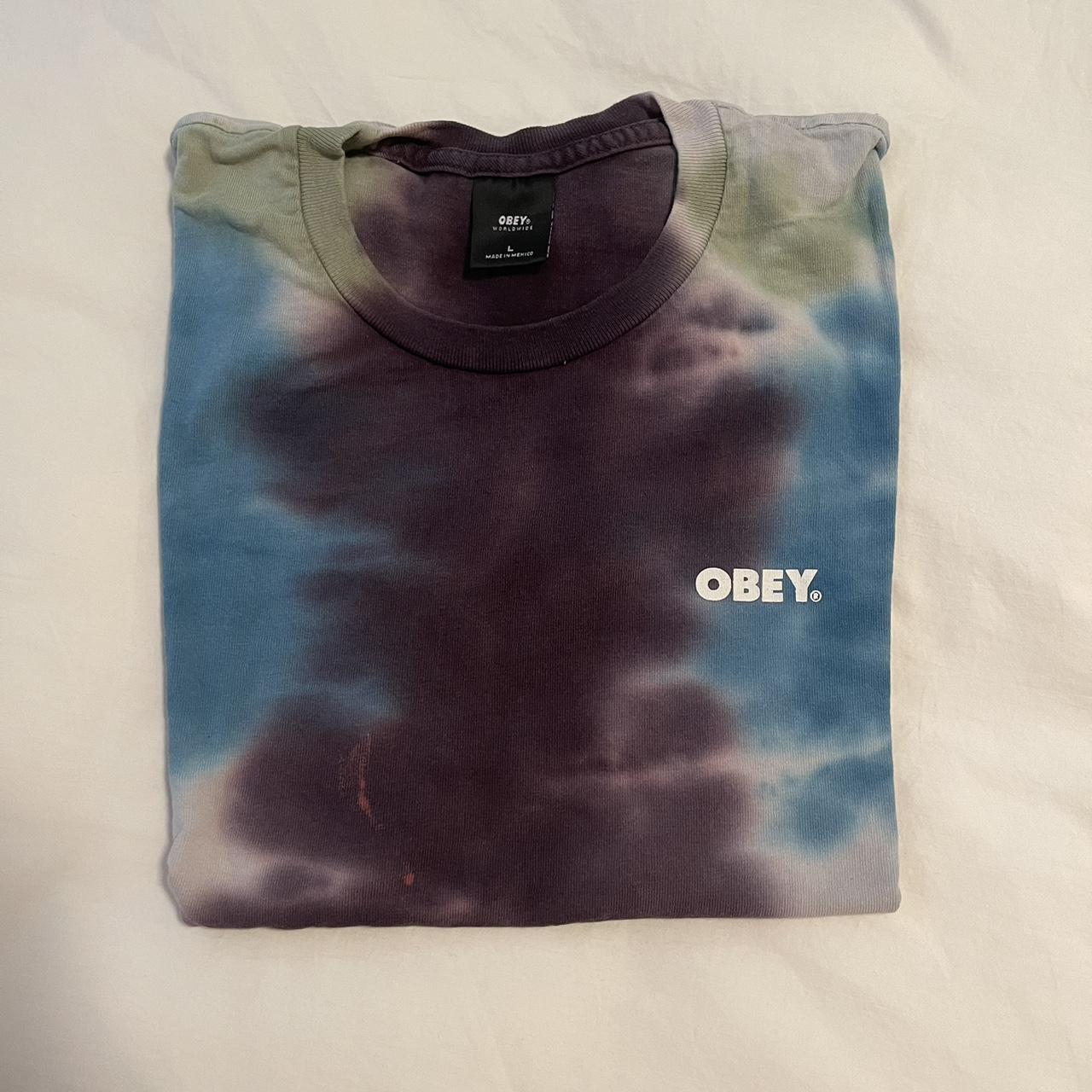 Size Large Tie Dye Obey Tee. Good condition besides... - Depop