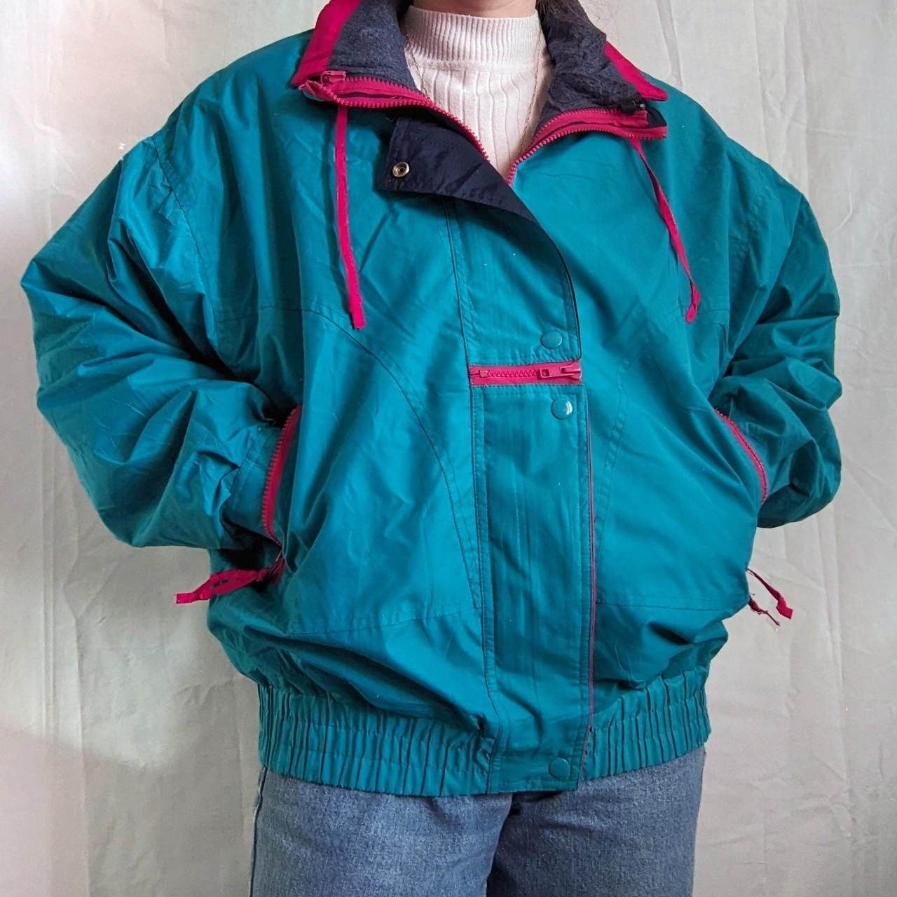 Vintage 90s Ski Jacket ~ Bomber style ~ Turquoise... - Depop