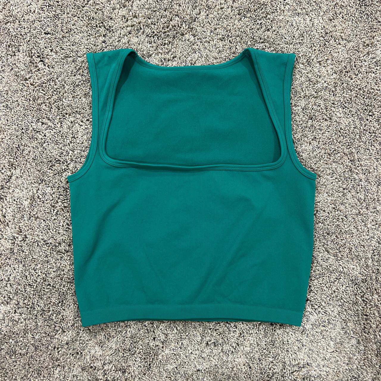 - Green square neck tank top - Never worn! Don’t... - Depop