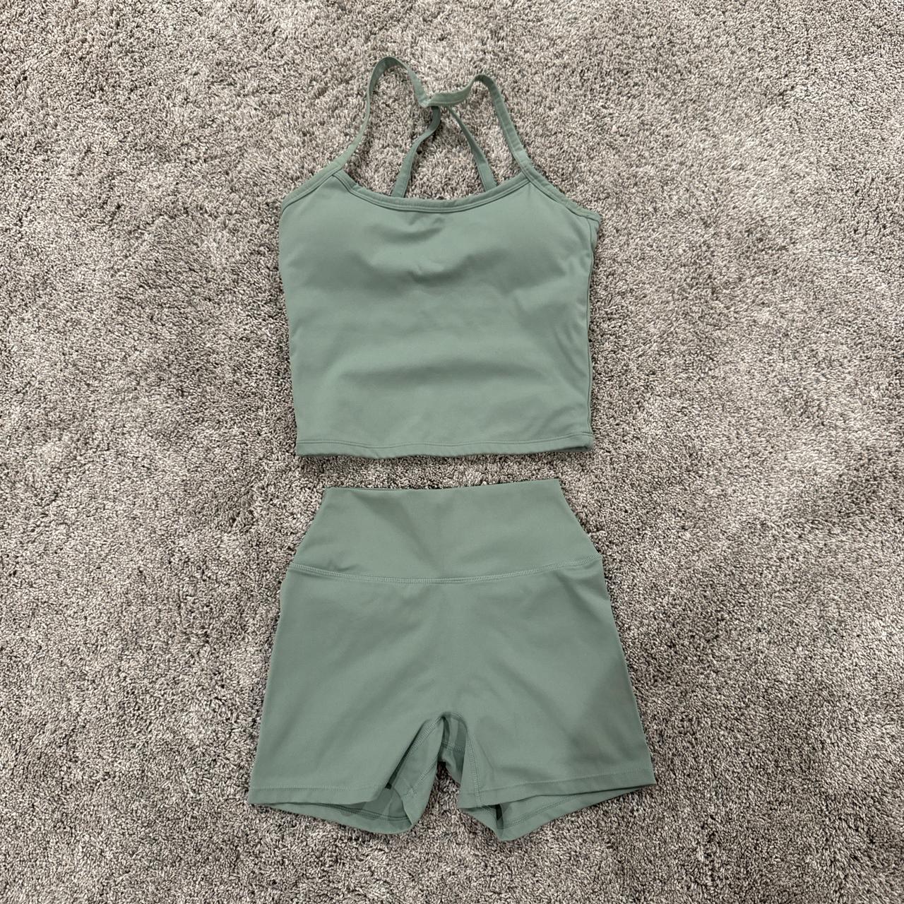 Sage green Lululemon workout set dupe!! Super cute,... - Depop