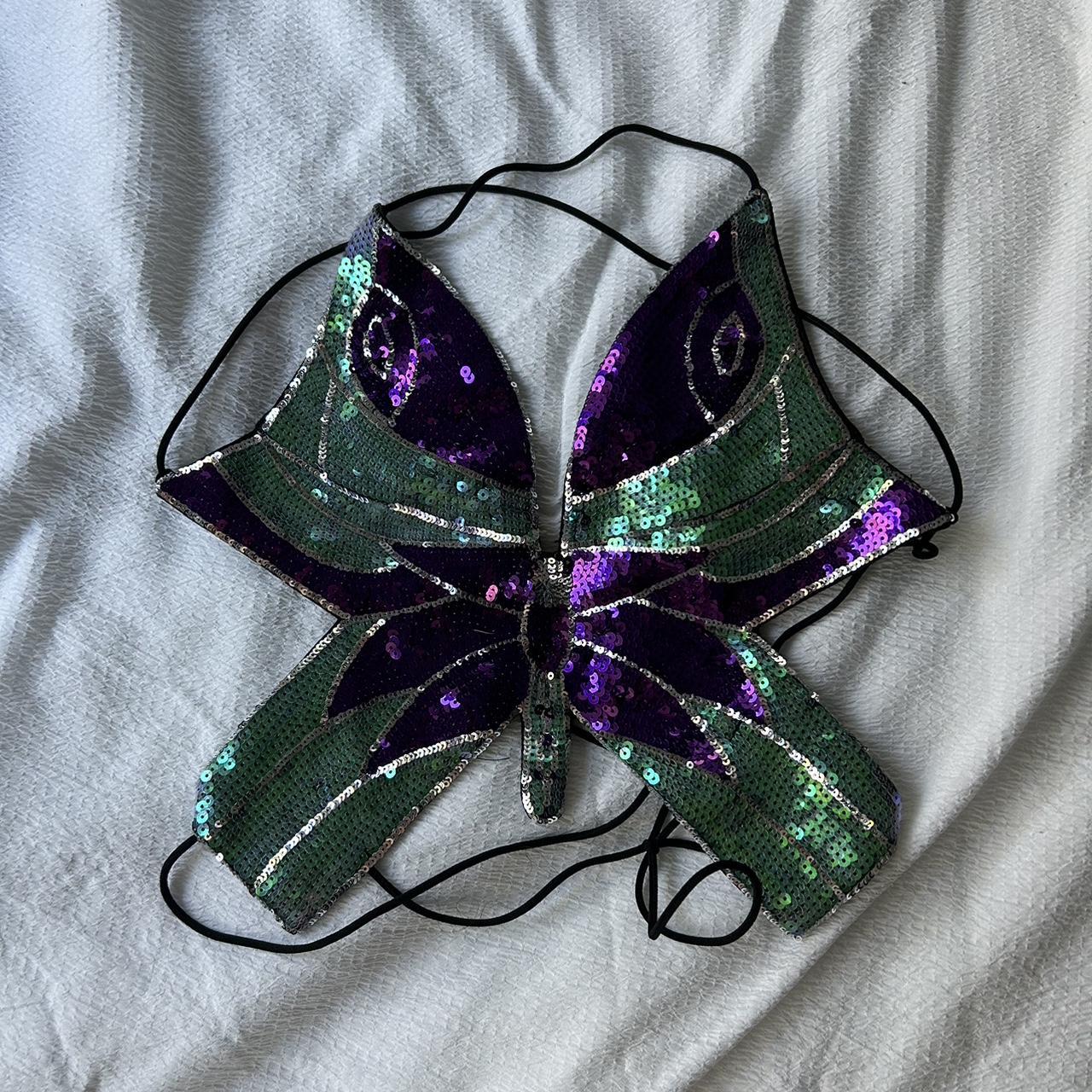 Butterfly sequin top - Depop