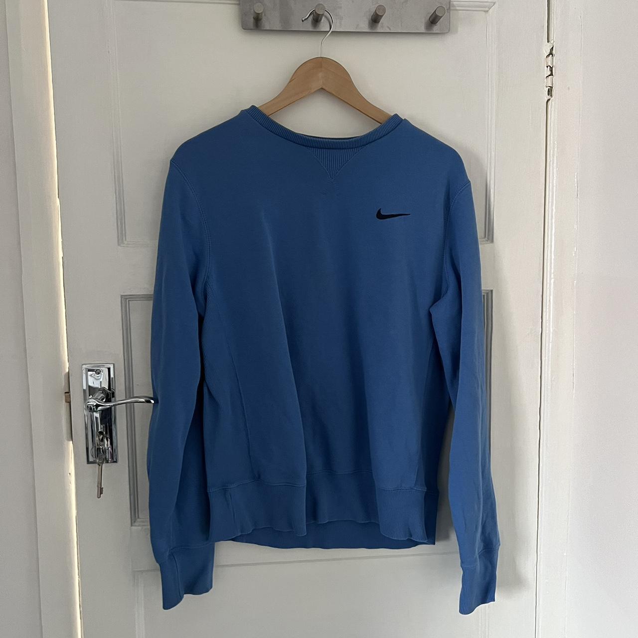 Vintage Nike bright blue crew neck jumper/sweatshirt - Depop