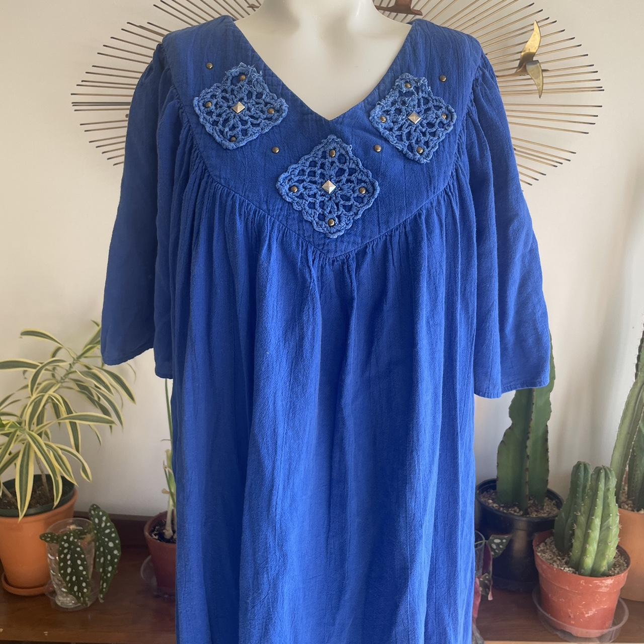 Vintage cobalt blue Ropa of California muumuu... - Depop