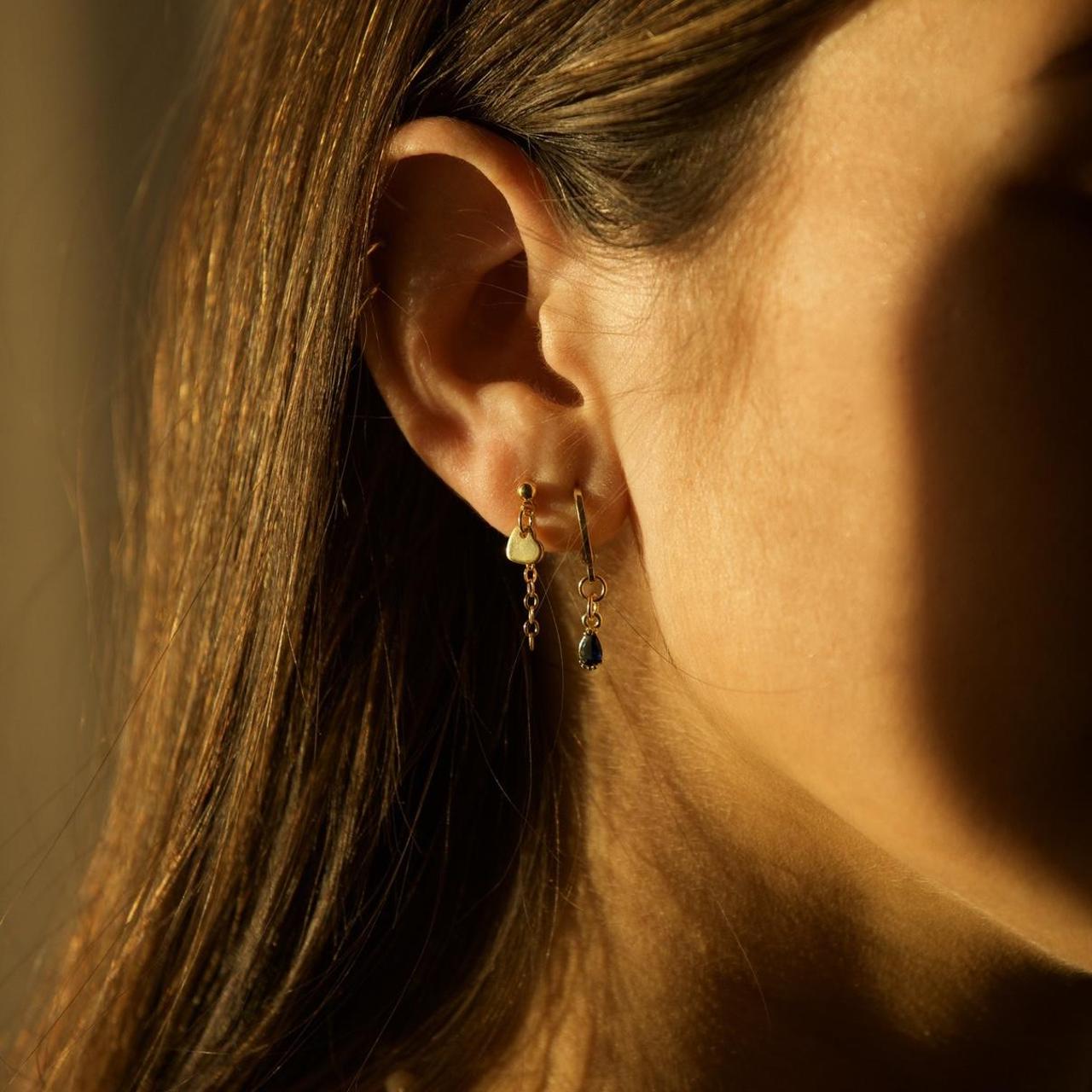 Mimi Studs in Blue Material: 18k Gold Plated... - Depop