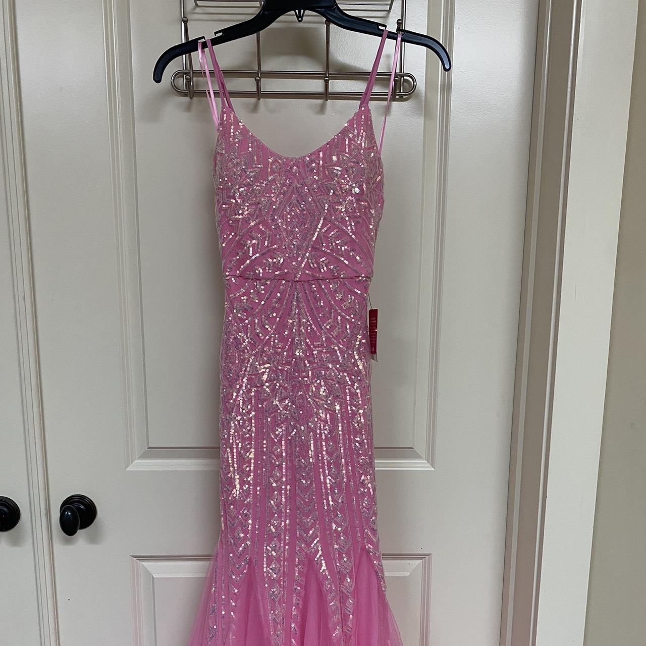 Bubblegum pink sequins prom dress -NWT -Retail... - Depop