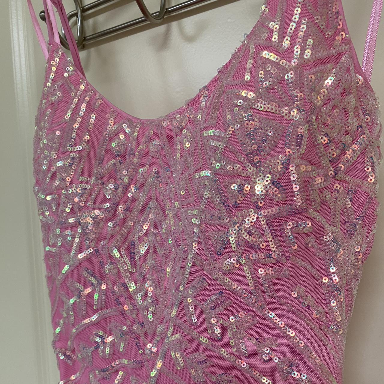 Bubblegum pink sequins prom dress -NWT -Retail... - Depop