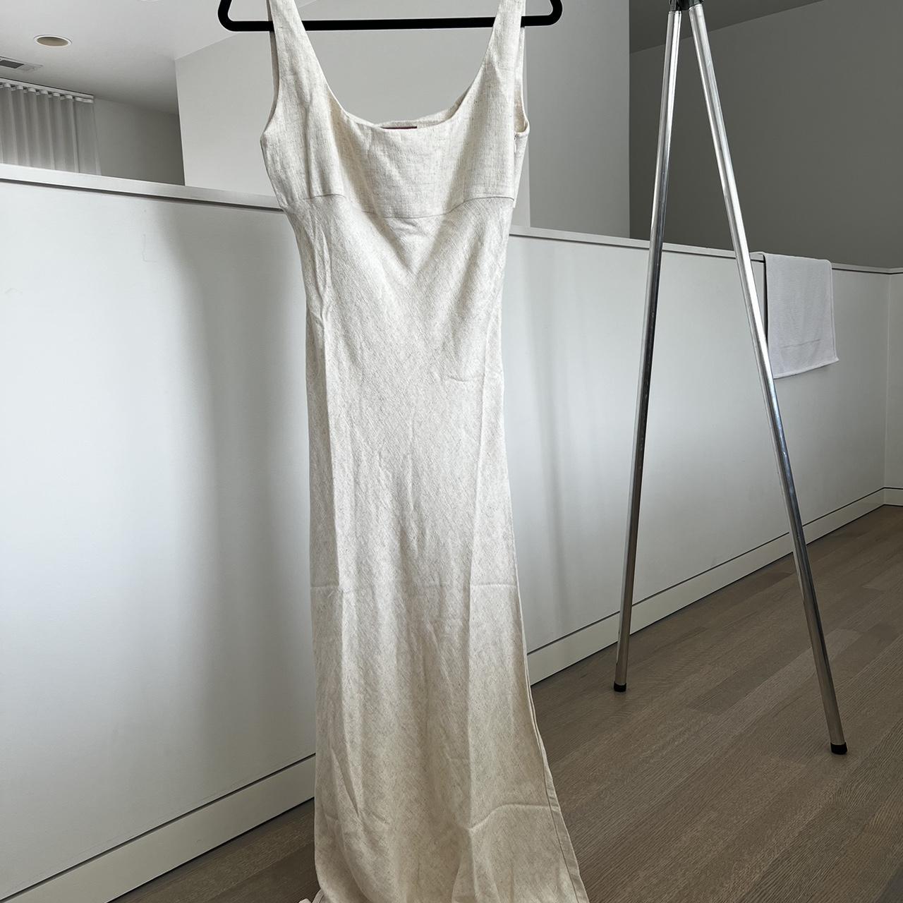 UNIF Women's Cream and White Dress | Depop