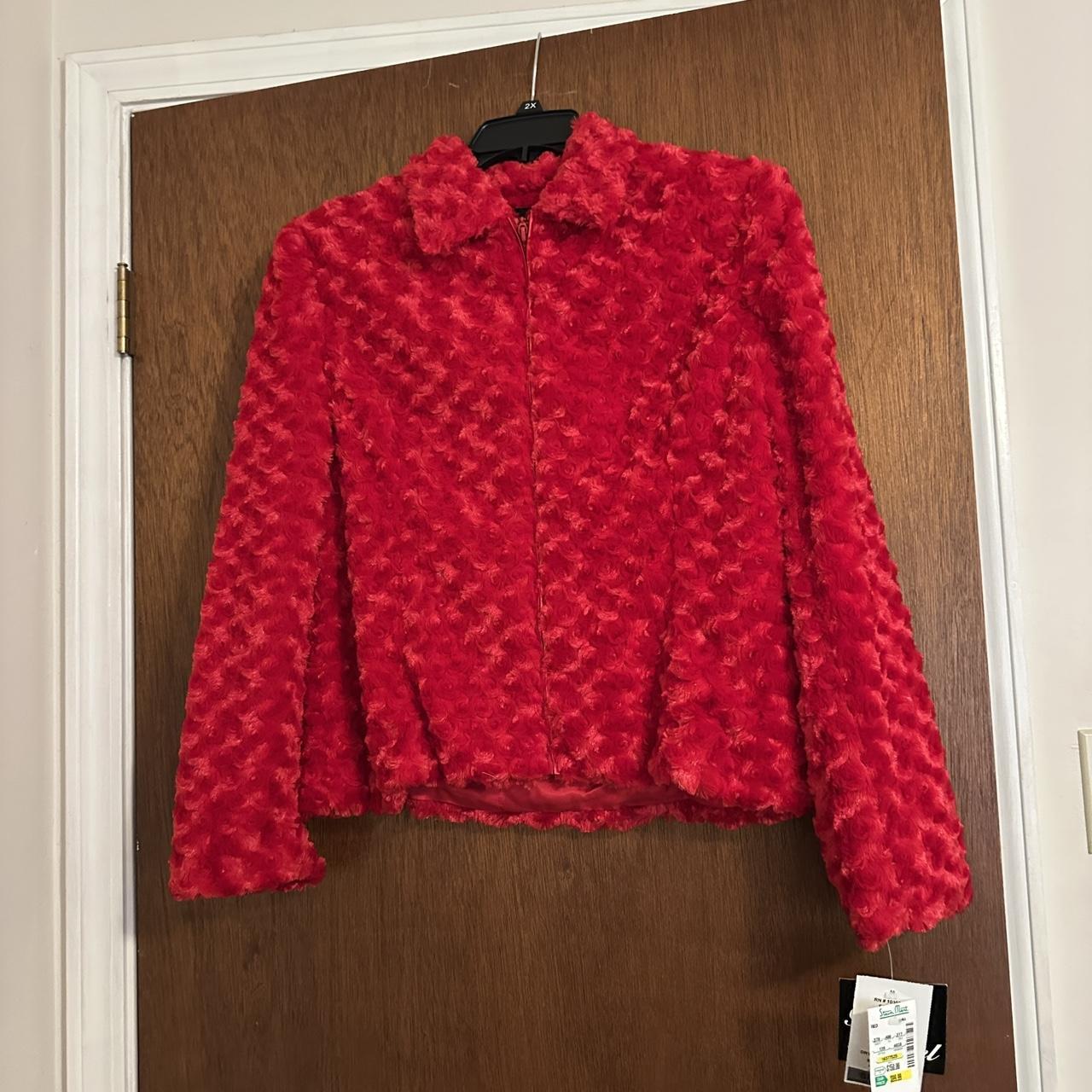 Red fuzzy Town & Travel jacket Sz 14 new with tags... | Depop