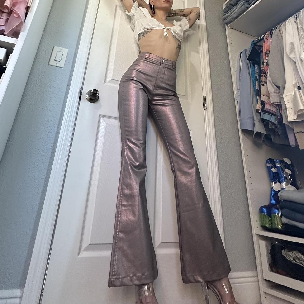 Absolutely gorgeous metallic iridescent pink flares... | Depop