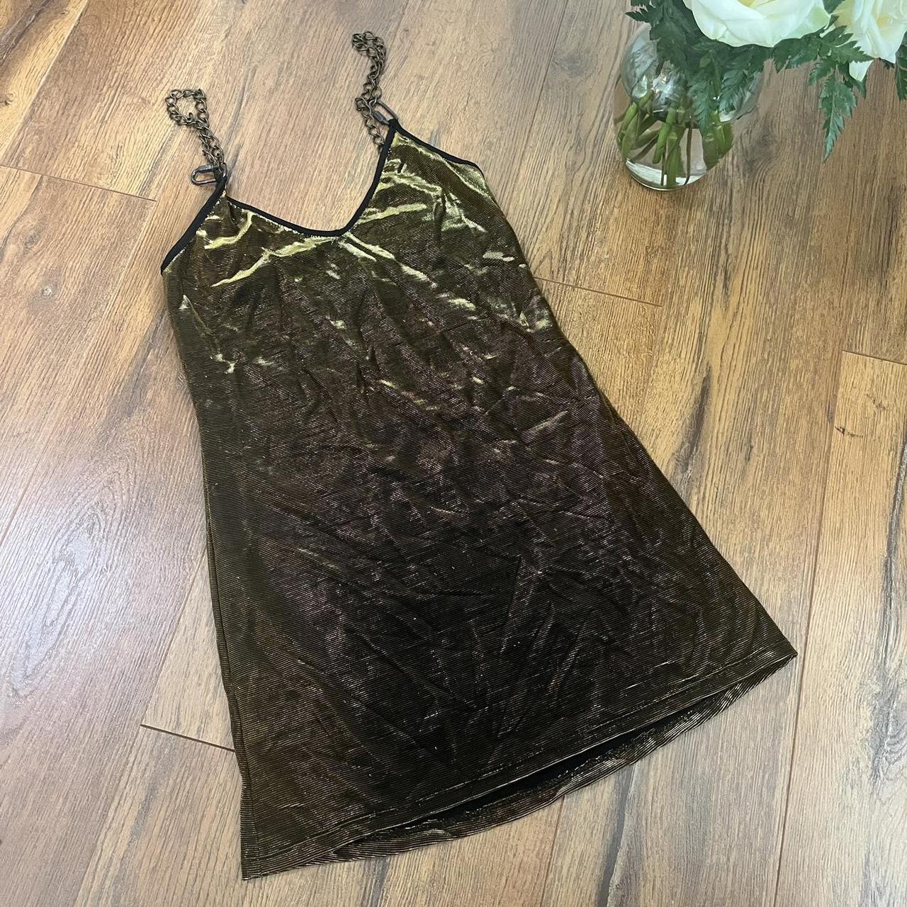 Incredible Backbite Gold Metallic Chain Dress Size Depop