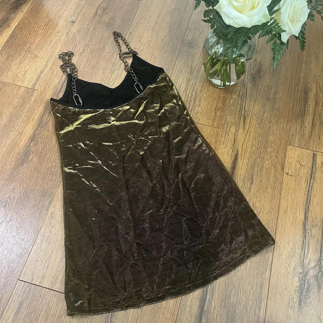 Incredible Backbite Gold Metallic Chain Dress Size Depop